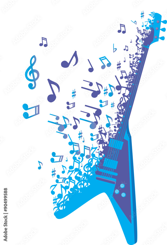 cartoon guitar breaking for notes, vector Stock Vector | Adobe Stock