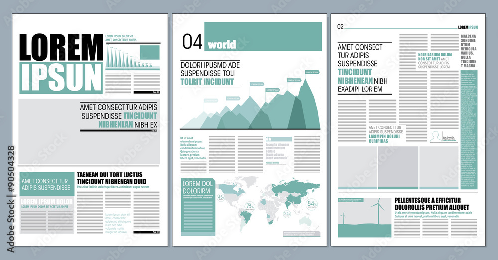 Green graphical design newspaper template Stock Vector | Adobe Stock