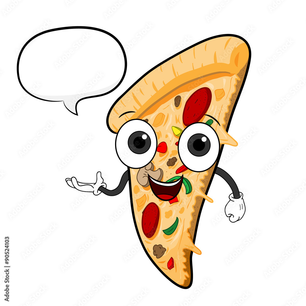 Cartoon Pizza With Text, a hand drawn vector illustration of a slice of ...