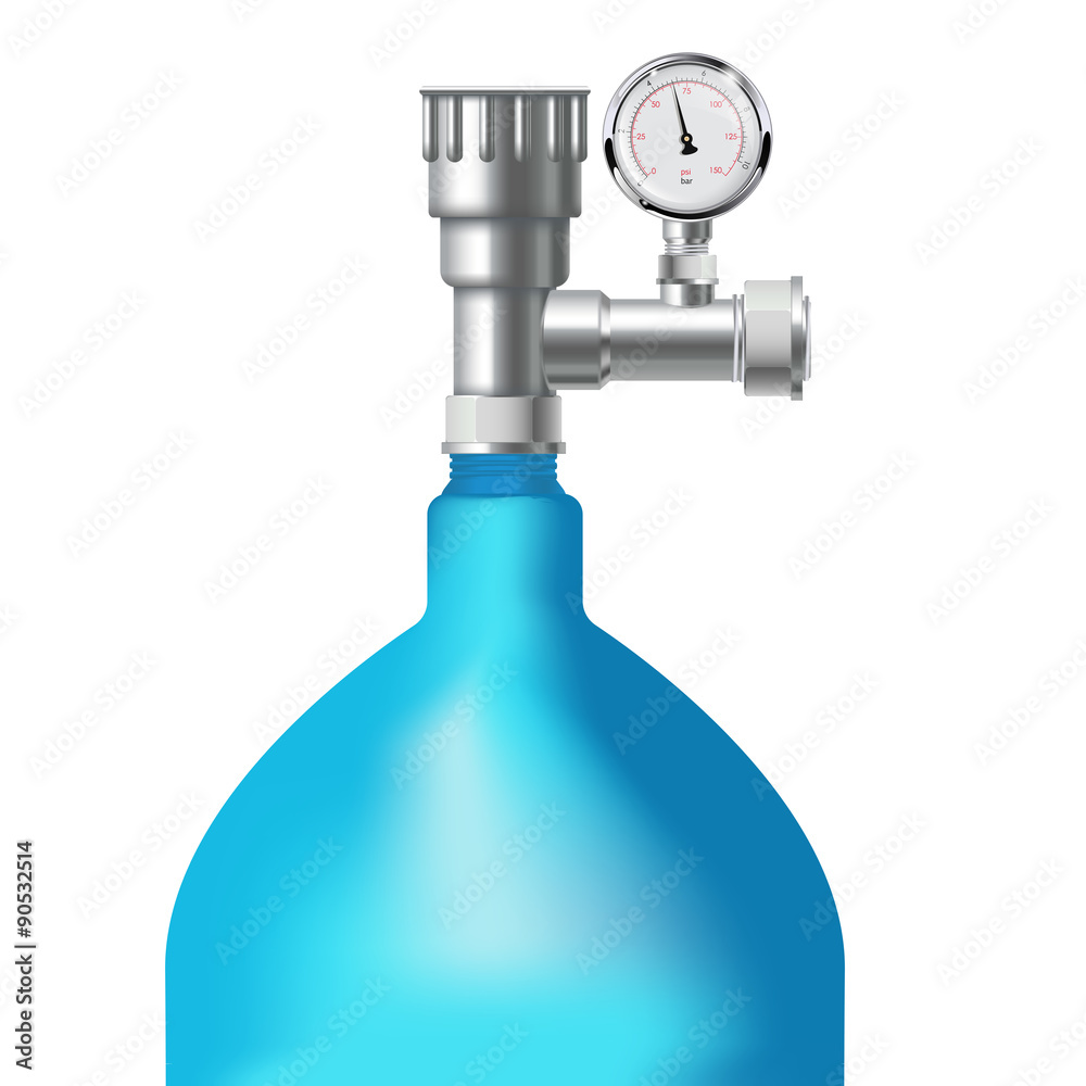 Oxygen cylinder and Manometer. Stock Vector | Adobe Stock