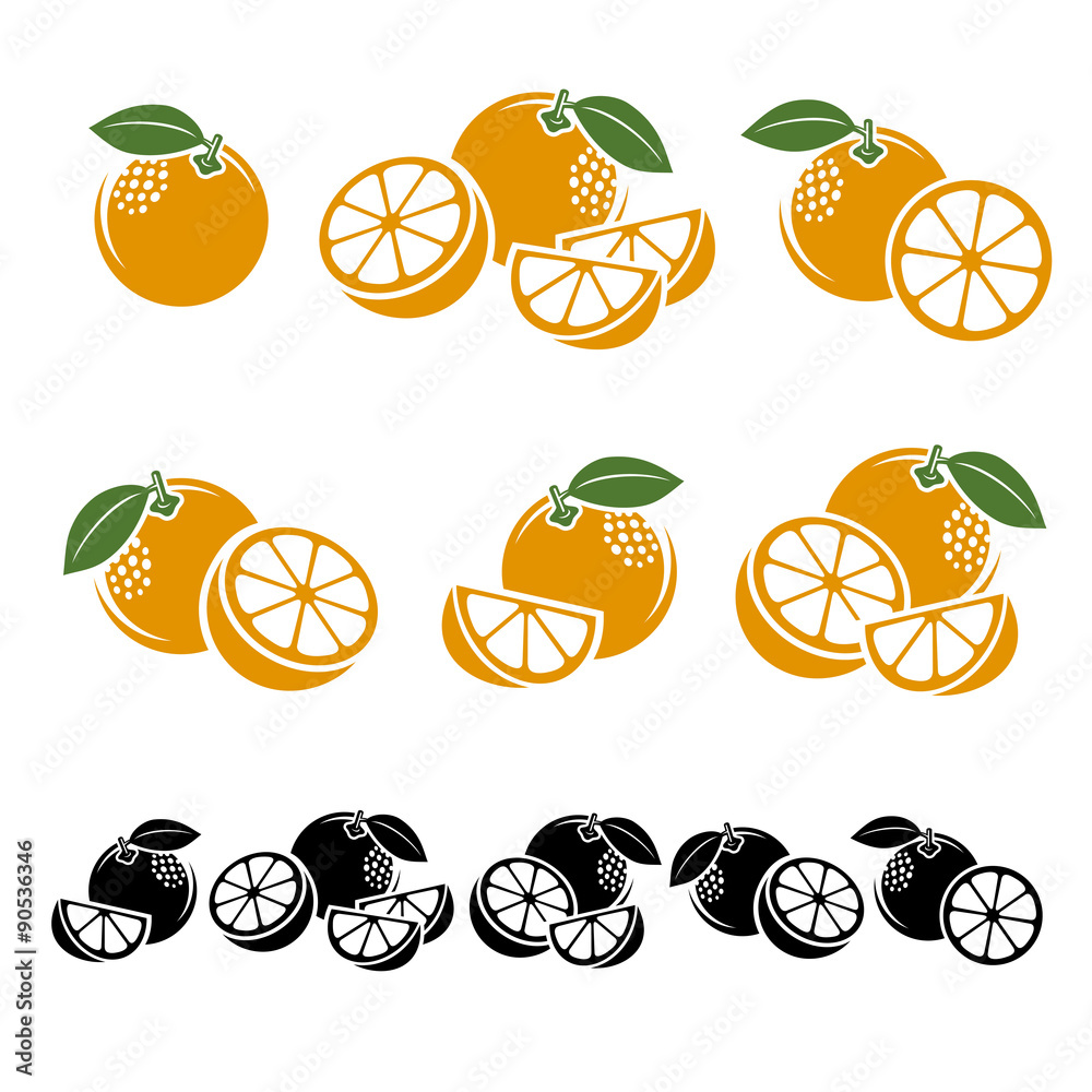 Oranges set. Vector Stock Vector | Adobe Stock