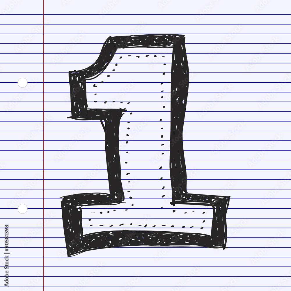 Simple doodle of a number one Stock Vector | Adobe Stock