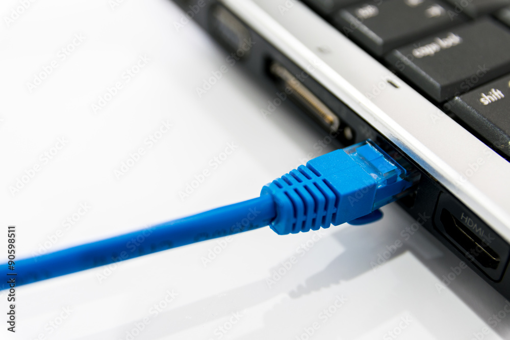 Blue RJ45 connector the connector for local area networks and in Stock ...