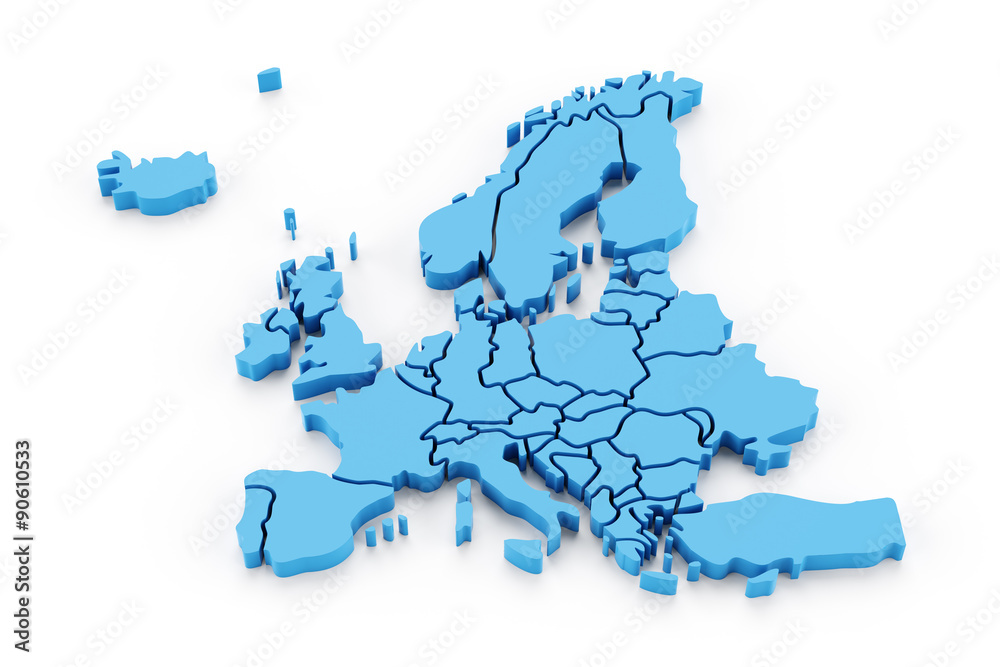 Extruded map of Europe Stock Illustration | Adobe Stock
