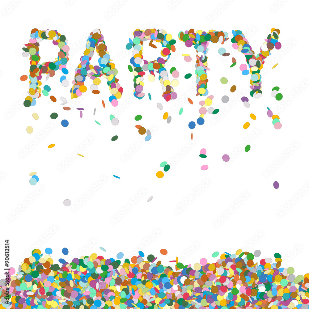 Abstract Colourful Confetti Word - PARTY Letter - Hintergrund, Vorlage ...
