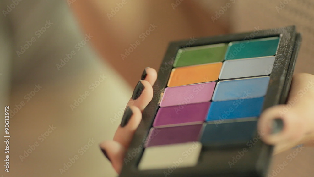 Palette with bright professional eyeshadow Stock Video | Adobe Stock