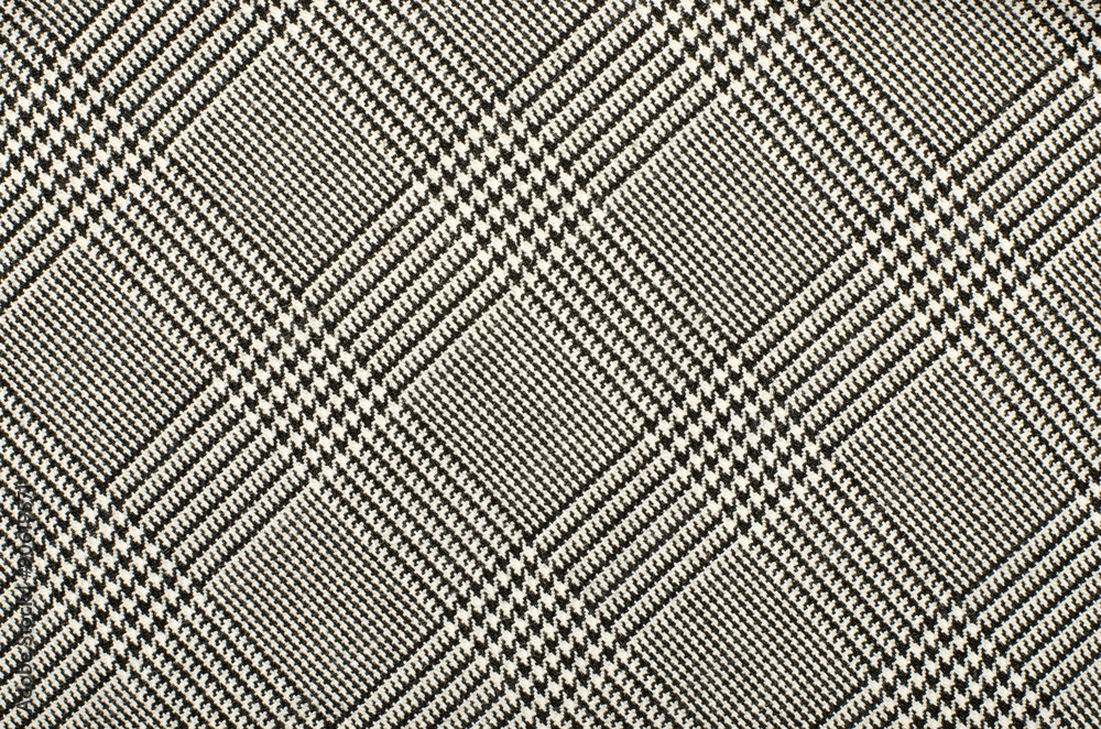 Black and white houndstooth pattern in squares. Black and white wool ...