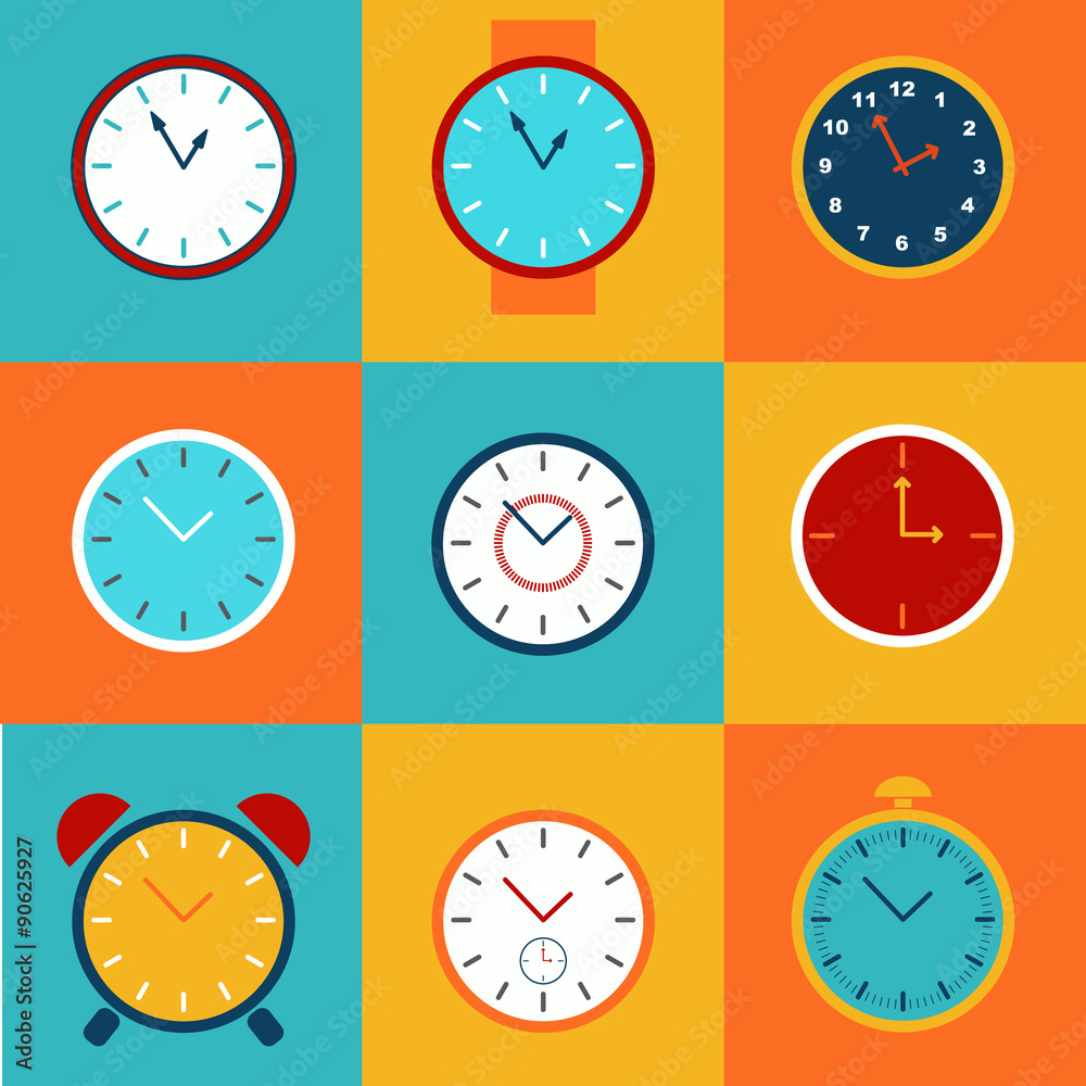Set of simple clock icons. Stock Illustration | Adobe Stock