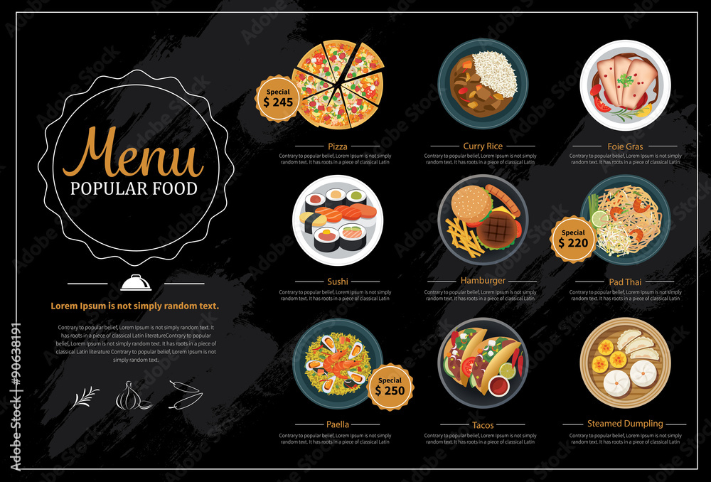 popular food menu Stock Vector | Adobe Stock