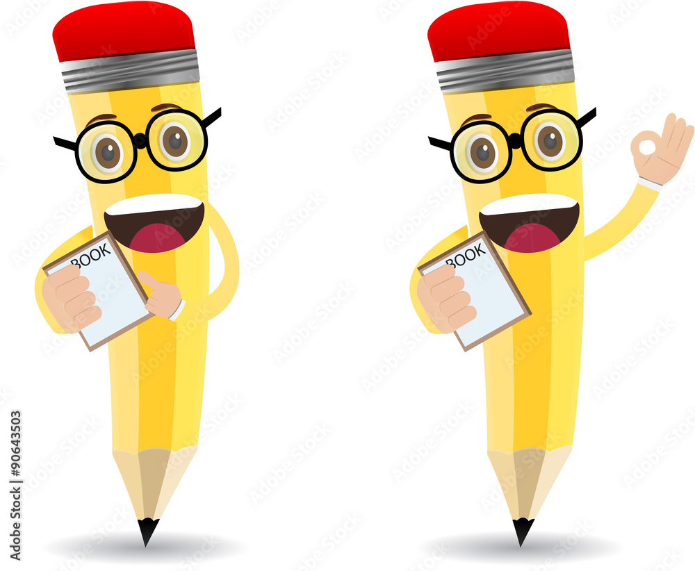 cartoon pencil character Stock Vector | Adobe Stock