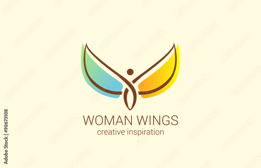 Flying Woman with Wings Logo abstract design vector Fashion Stock ...