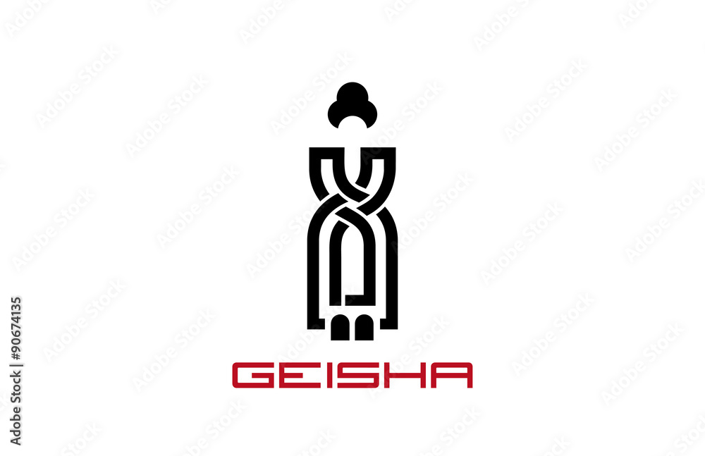 Geisha Logo design vector. Japan culture woman concept. Stock Vector ...