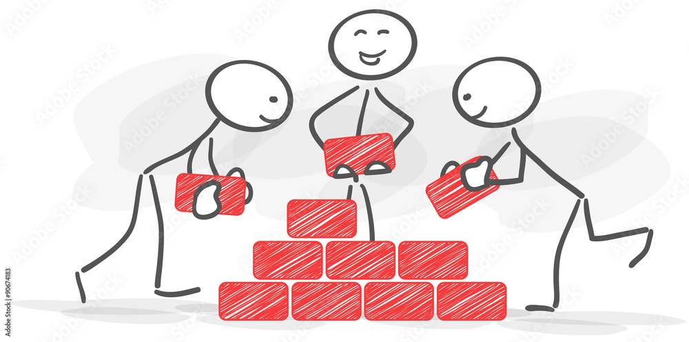 stickman teamwork work stones red Stock Vector | Adobe Stock