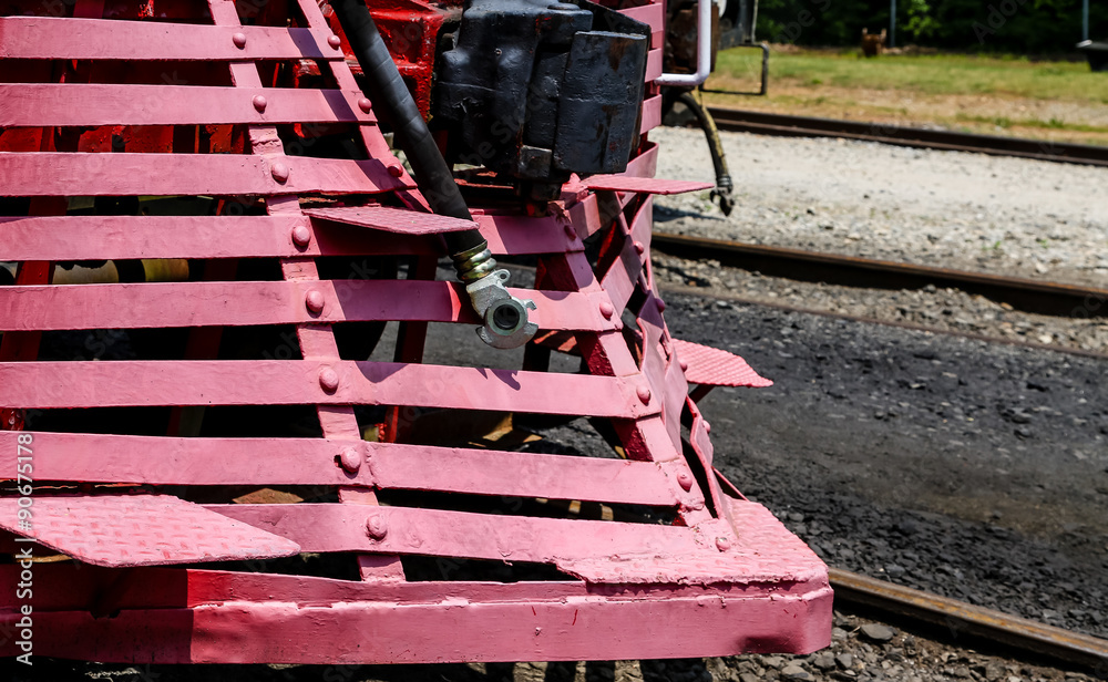 Red Cattle Guard on Locomotive Stock Photo | Adobe Stock