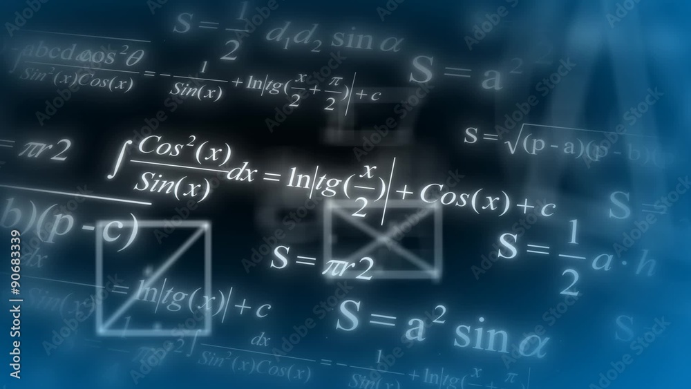 Mathematical formulas. Flying through different mathematical formulas ...