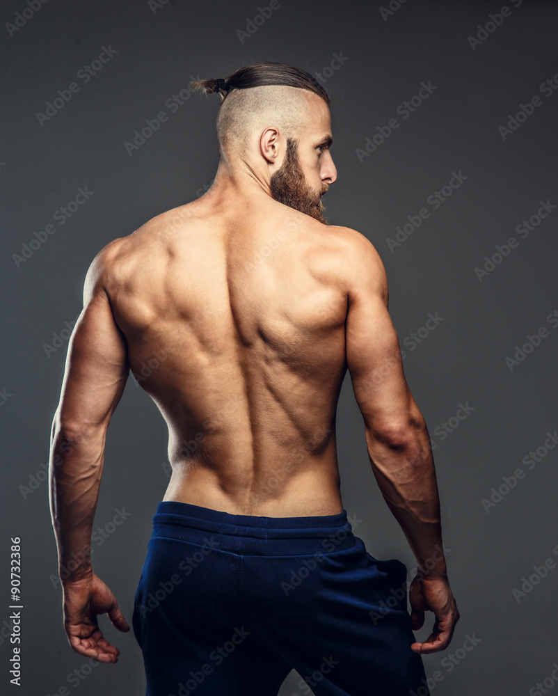 Shirtless bodybuilder's back. Stock Photo | Adobe Stock