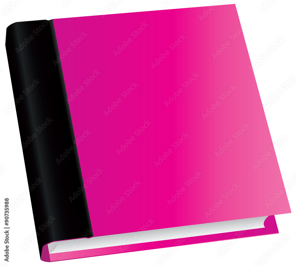 Illustration of classic pink book in front view isolated on white ...
