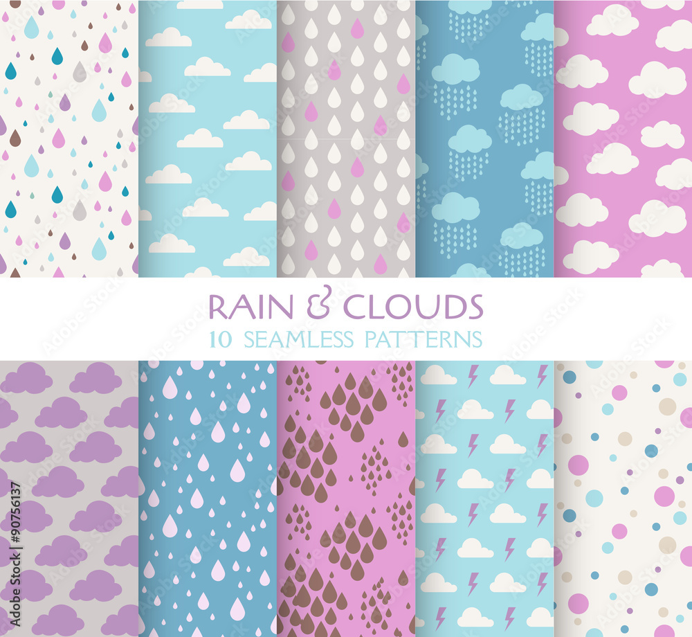 10 Seamless Patterns - Rain and Clouds - Texture for wallpaper Stock ...