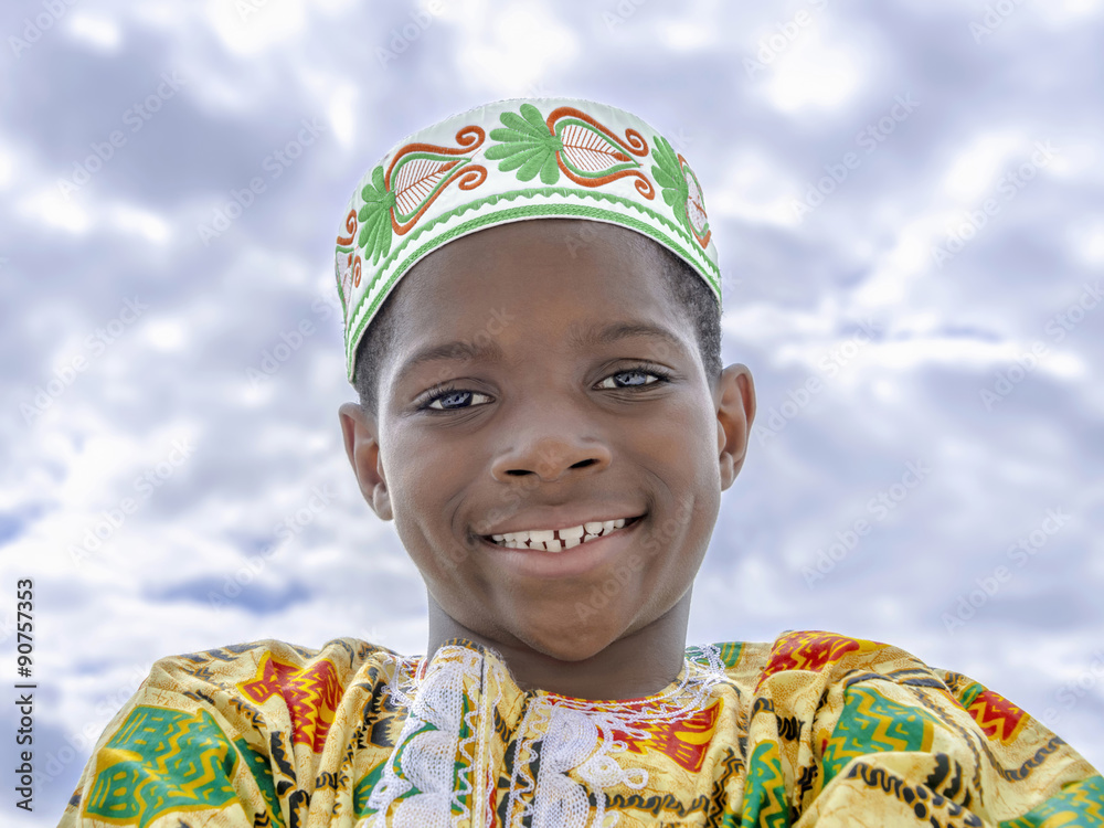 Afro boy smiling, ten years old Stock Photo | Adobe Stock