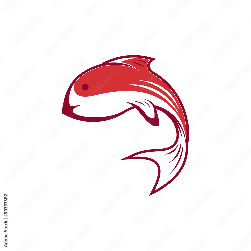 Simple Red Fish Vector Illustration Stock Vector | Adobe Stock