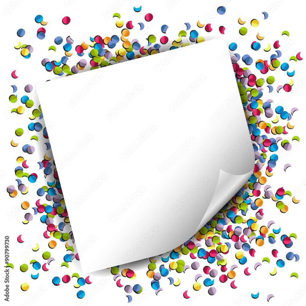 Konfetti Regen bunt Party mit Notiz Zettel leer Stock Vector | Adobe Stock