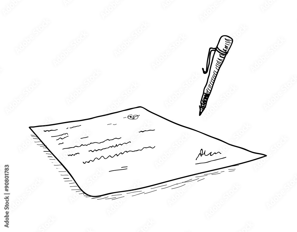 Contract Signing Doodle, a hand drawn vector doodle illustration of a ...