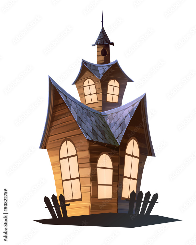 Magic house cartoon illustration isolated on white backdrop. Stock ...