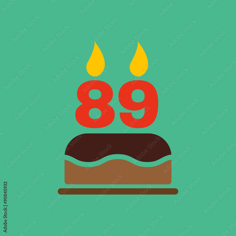 The birthday cake with candles in the form of number 89 icon. Birthday ...