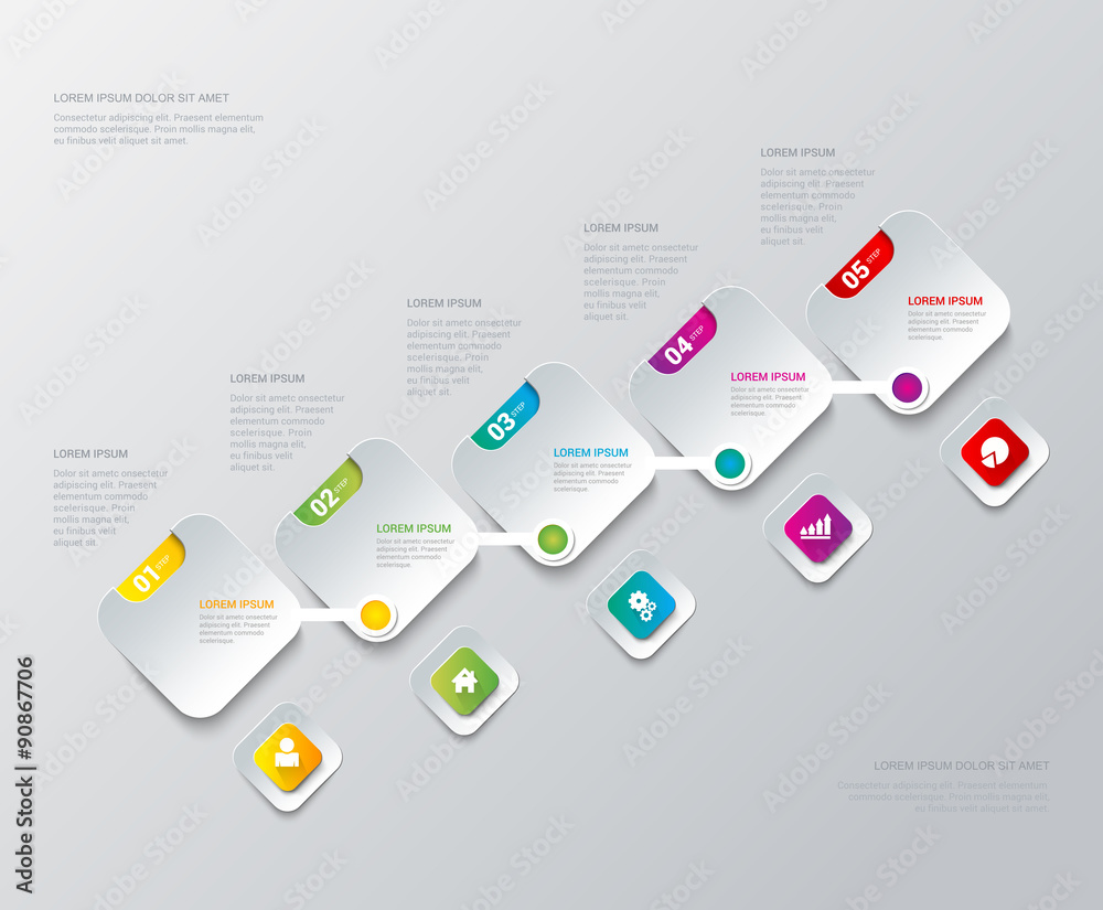 Vector process steps labels infographics template background Stock ...