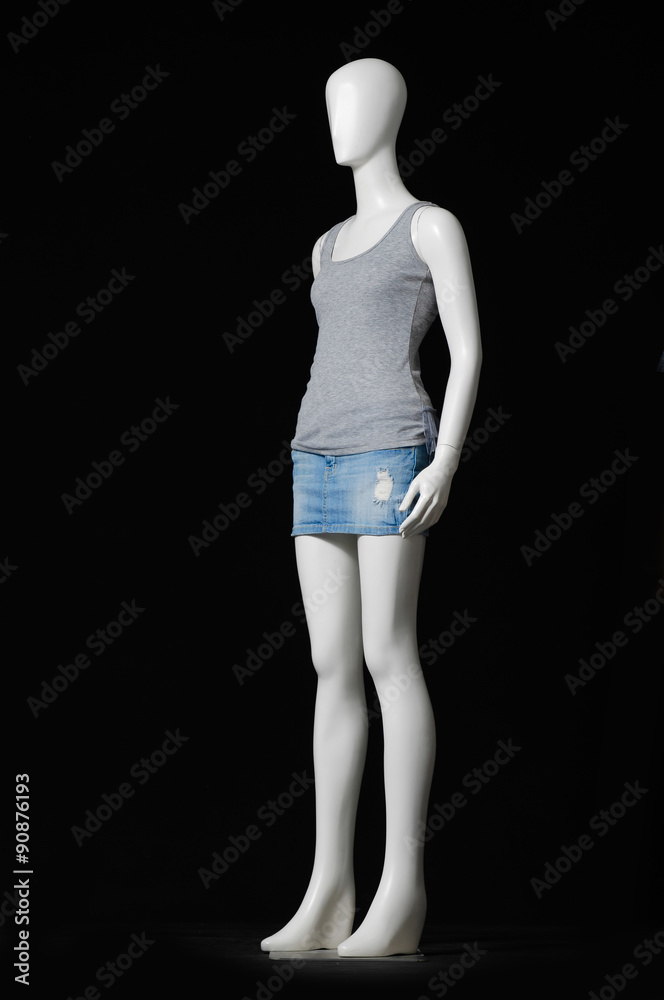 full-length mannequin female dressed in shirt and short –black ...