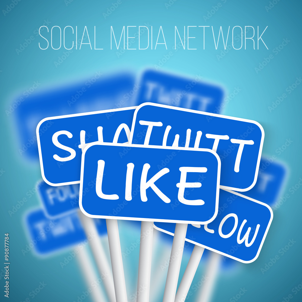 Set of Social Media Network Road Signs. include Like Share, Twit Stock ...