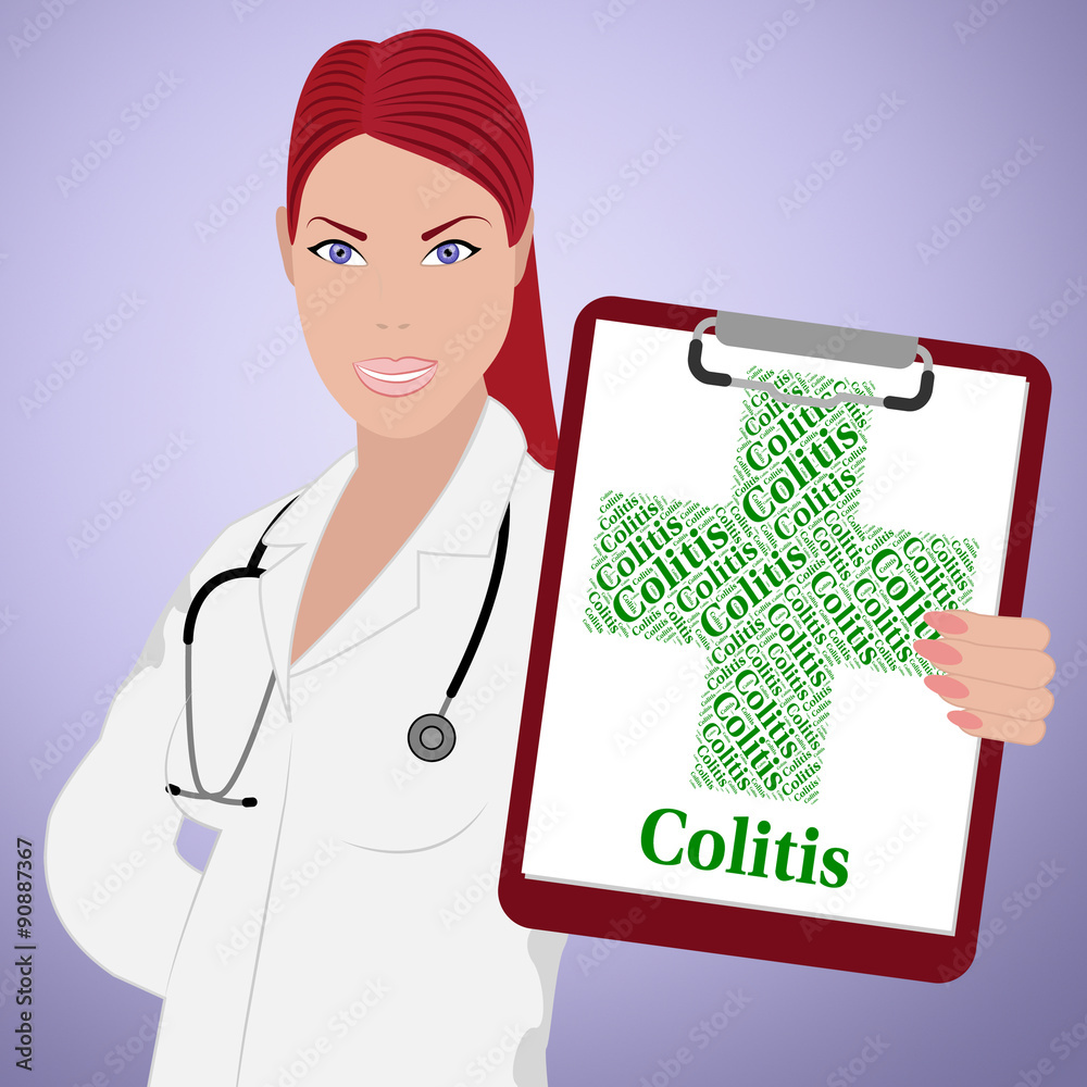 Colitis Word Indicates Inflammatory Bowel Disease And Affliction Stock ...