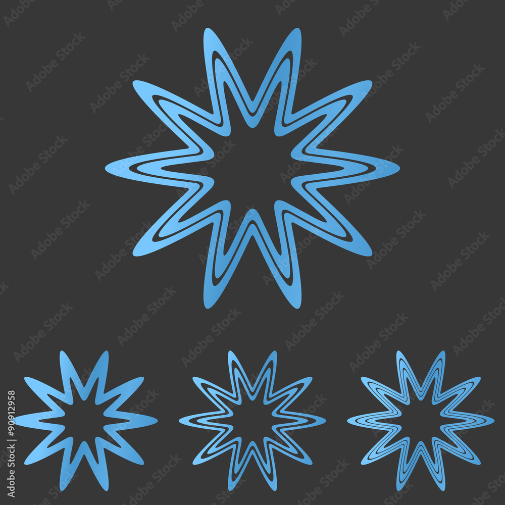 Blue line star logo design set Stock Vector | Adobe Stock