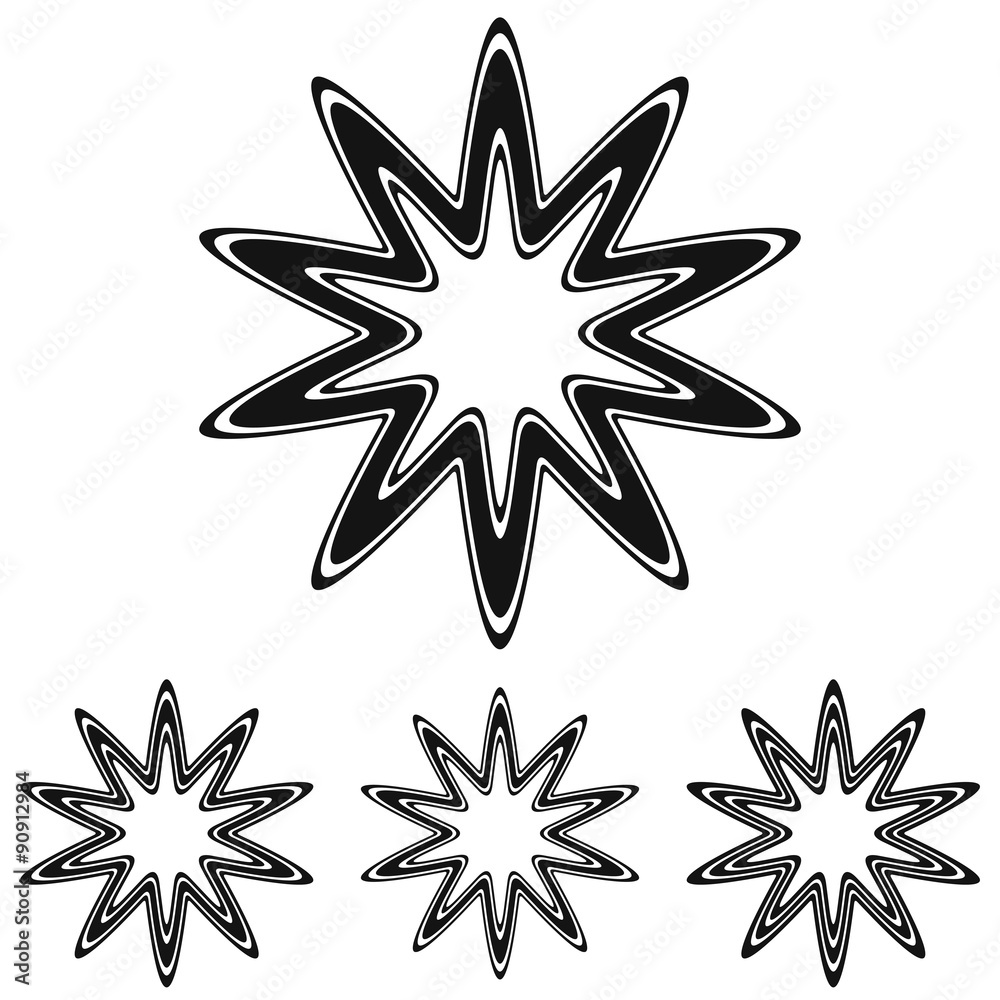 Black line star logo design set Stock Vector | Adobe Stock