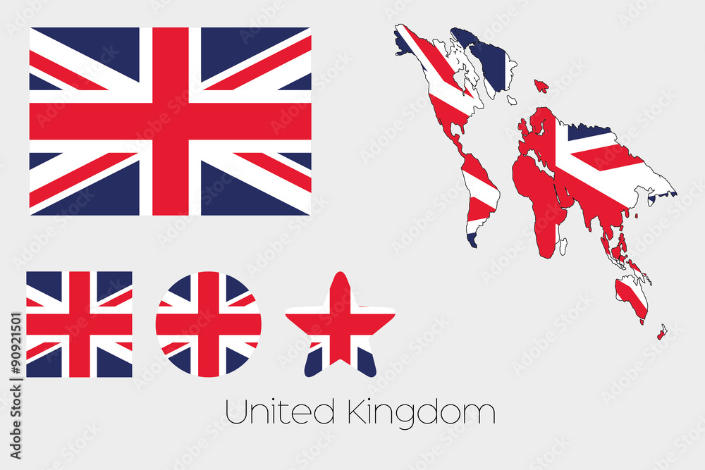 Multiple Shapes Set with the Flag of United Kingdom Stock Illustration ...