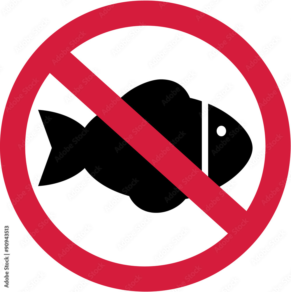 Sign of a ban with a fish Stock Vector | Adobe Stock
