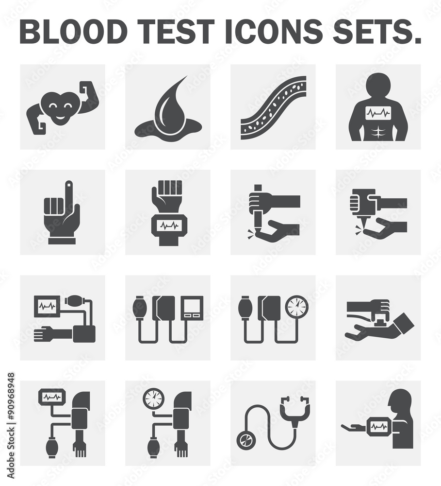 Blood or glucose test and health care vector icon include heart, body ...