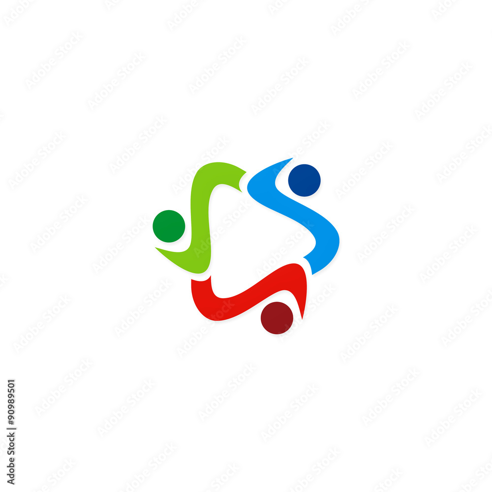 people three group connect colorful logo Stock Vector | Adobe Stock