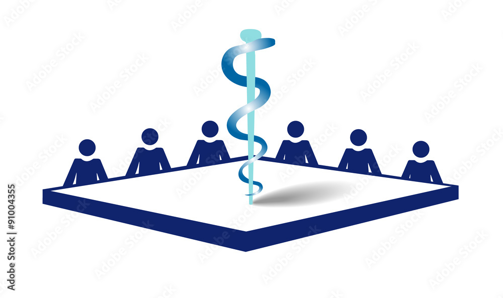 Vector image of medical symbol at a conference table Stock Vector ...