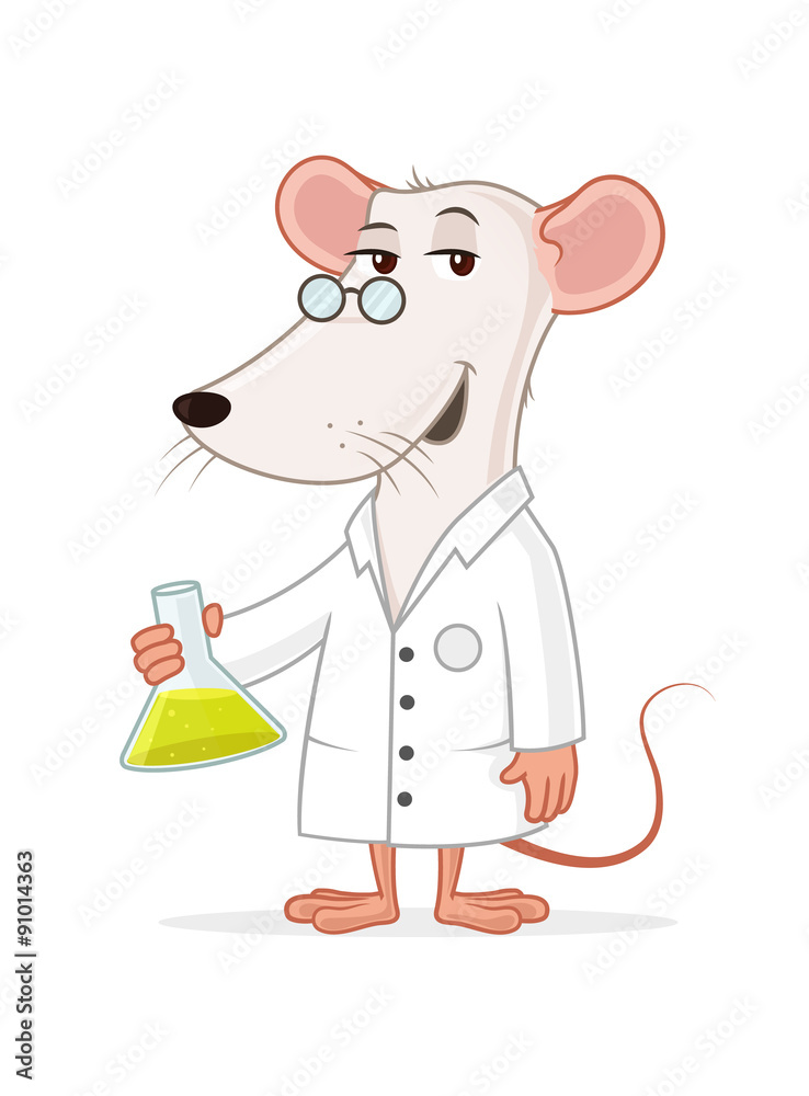 White lab rat scientist vector cartoon illustration Stock Vector ...
