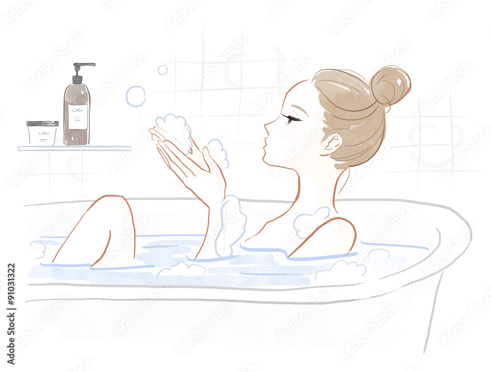 お風呂に入る女性 Stock イラスト Adobe Stock