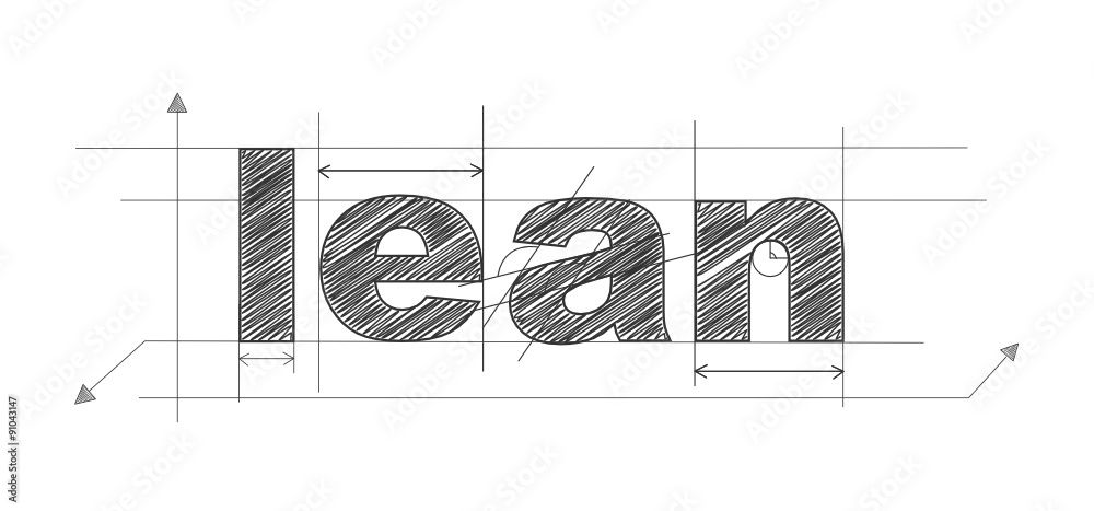 LEAN written in vector technical lettering font (black) Stock Vector ...