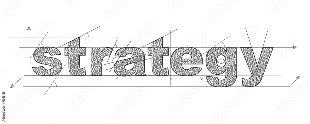 STRATEGY written in vector technical lettering font Stock Vector ...