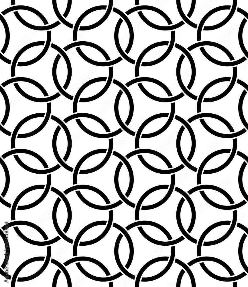 Vector modern seamless geometry pattern interconnected circles , black ...