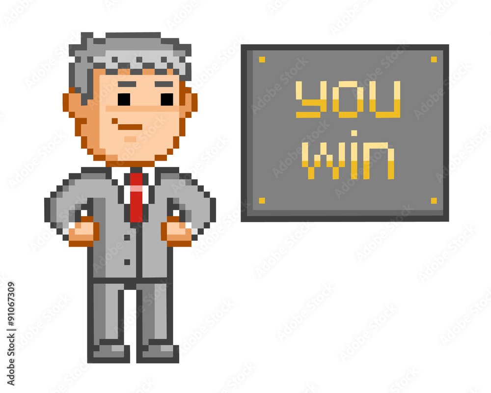 Pixel art You win Stock Vector | Adobe Stock