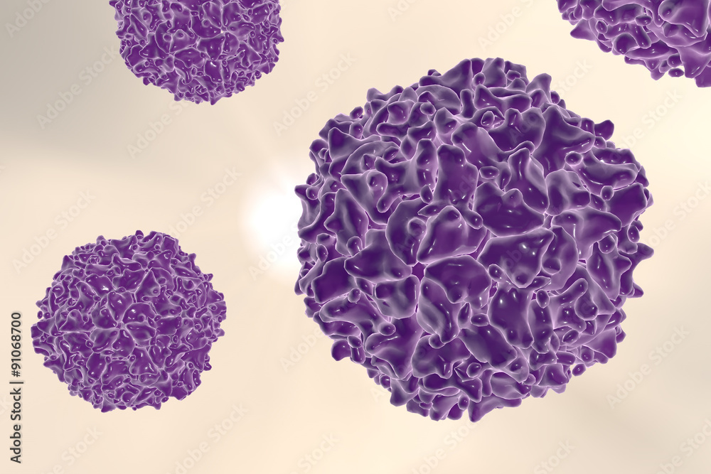 Background with viruses. Polioviruses. A virus transmitted by drinking ...