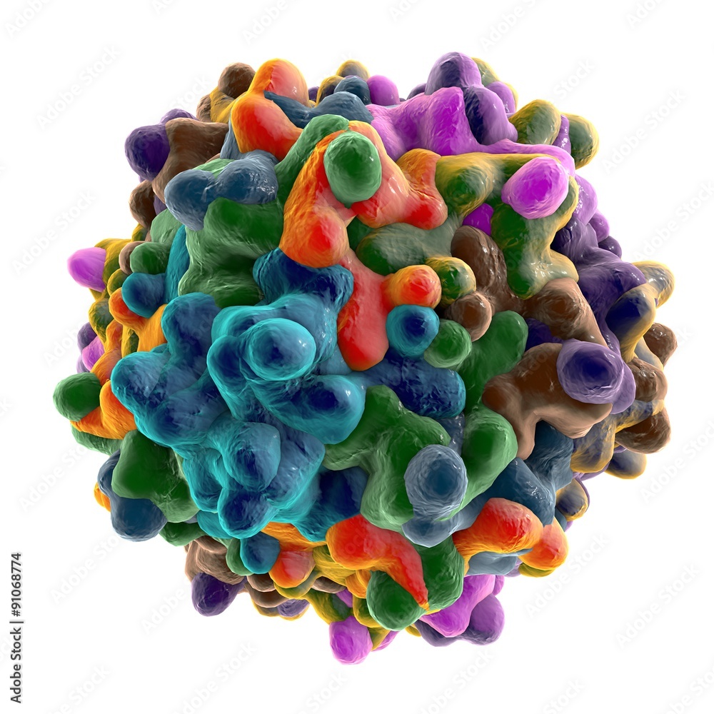 Adeno-associated virus serotype 1 isolated on white background. A virus ...