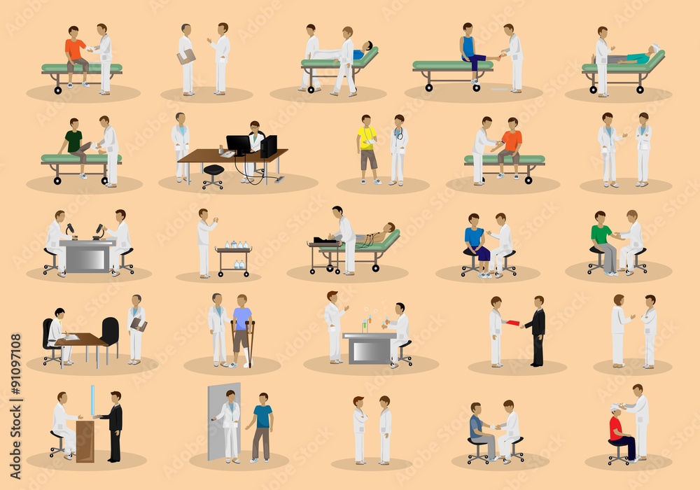 Medical Staff And Patients Different Situations Set - Isolated On ...