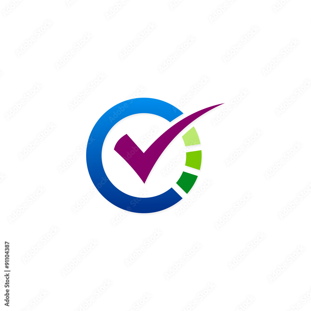 Vetor de check list survey round vector logo do Stock | Adobe Stock