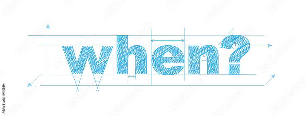 "WHEN?" Vector Overlapping Letters Icon Stock Vector | Adobe Stock